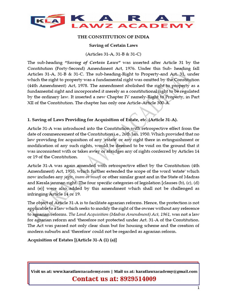 Art 31 a,b and c | PDF | Constitution | Public Law