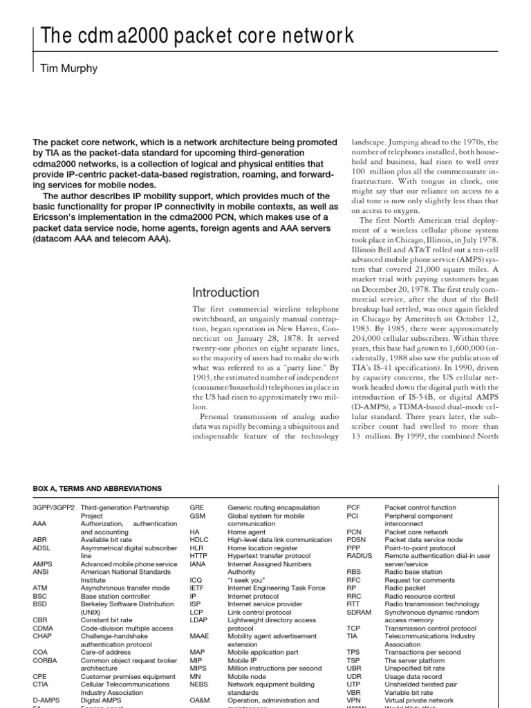 The cdma2000 packet core network architecture | PDF | Radius | Internet ...