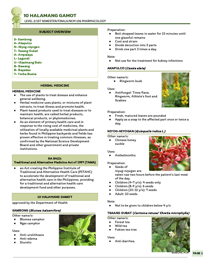 NCM 106 Pha 10 Halamang Gamot | PDF | Garlic | Diseases And Disorders