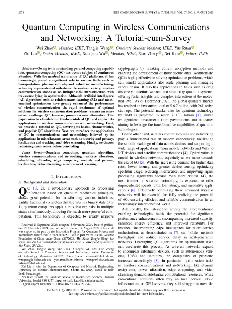 Quantum Computing in Wireless Communications and Networking A Tutorial ...