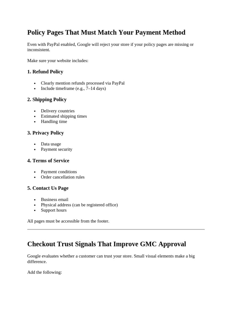 Policy Pages That Must Match Your Payment Method | PDF