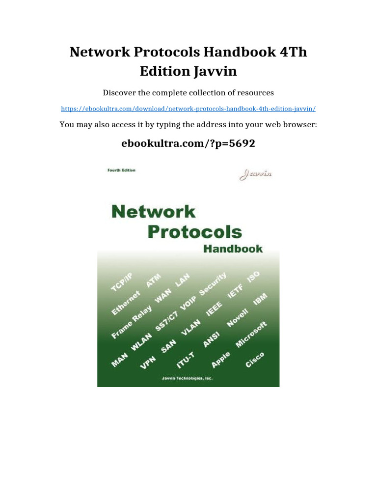 Network Protocols Handbook 4th Edition Javvin Available Full Chapters ...