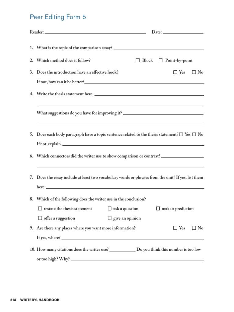 GW_SB5_Peer Editing Form 5 | PDF