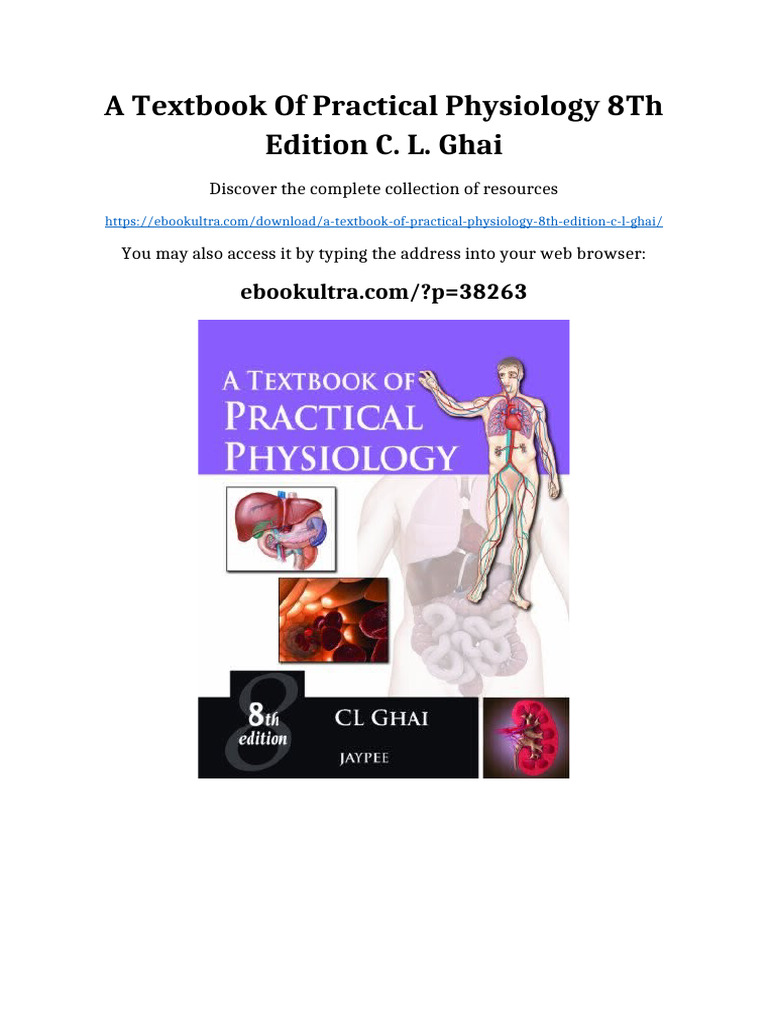 A Textbook of Practical Physiology 8th Edition C. L. Ghai Full Chapters ...