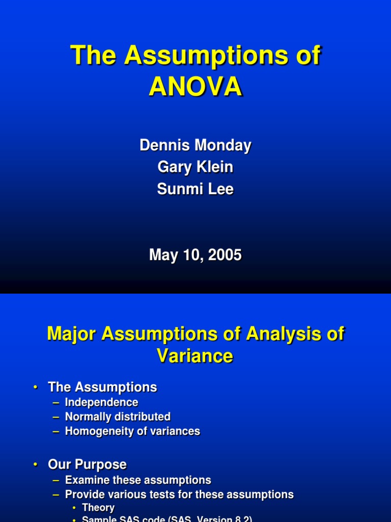 ANOVA Assumptions | PDF | Teaching Methods & Materials | Technology & Engineering