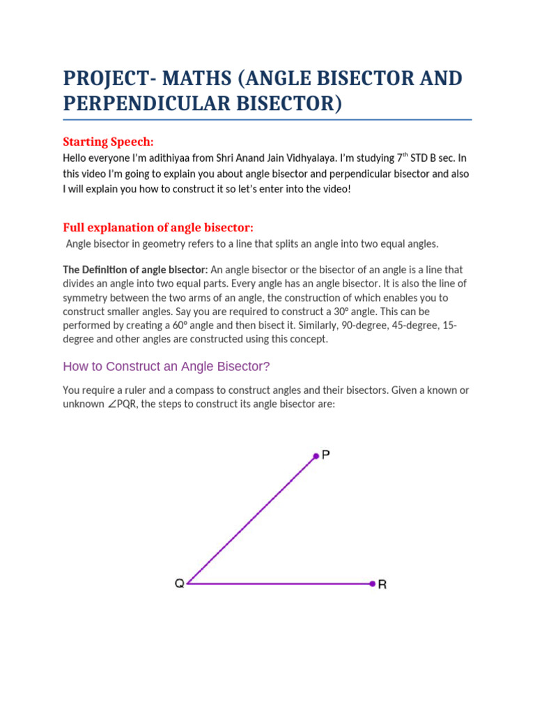 Project Maths Angle Bisector and Perpendicular Bisector | PDF ...
