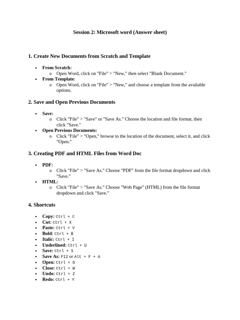 Session 2 (MS Word Answer Sheet) | PDF | Microsoft Word | Hyperlink