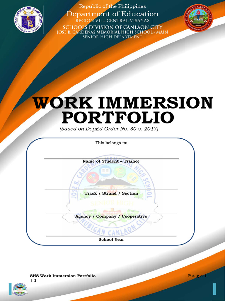 Work Immersion Portfolio 2025 2026 Final | PDF | Teachers | Curriculum