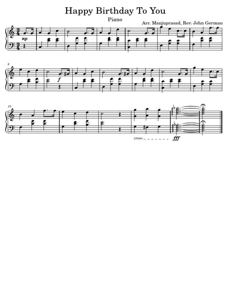 Happy Birthday to You Piano | PDF