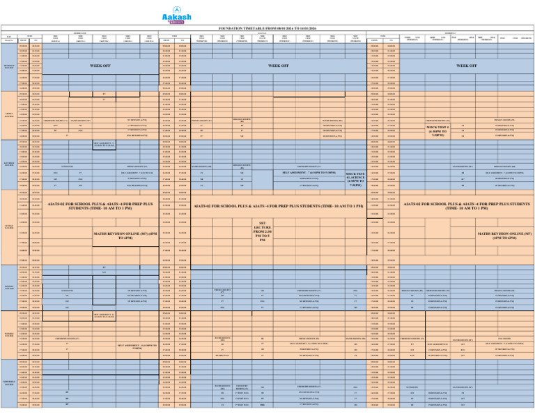 Foundation Time Table From 8th Jan To 14th Jan 2026 | PDF