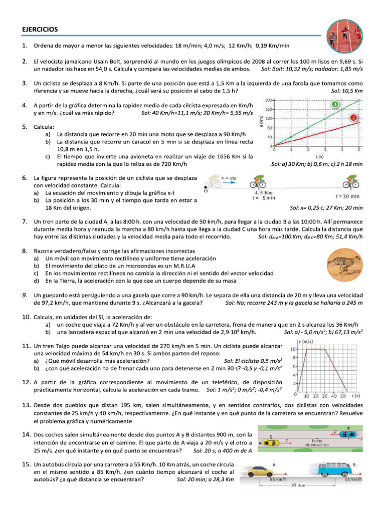 2º ESO. Ejercicios Repaso Fuerzas y Movimiento | PDF