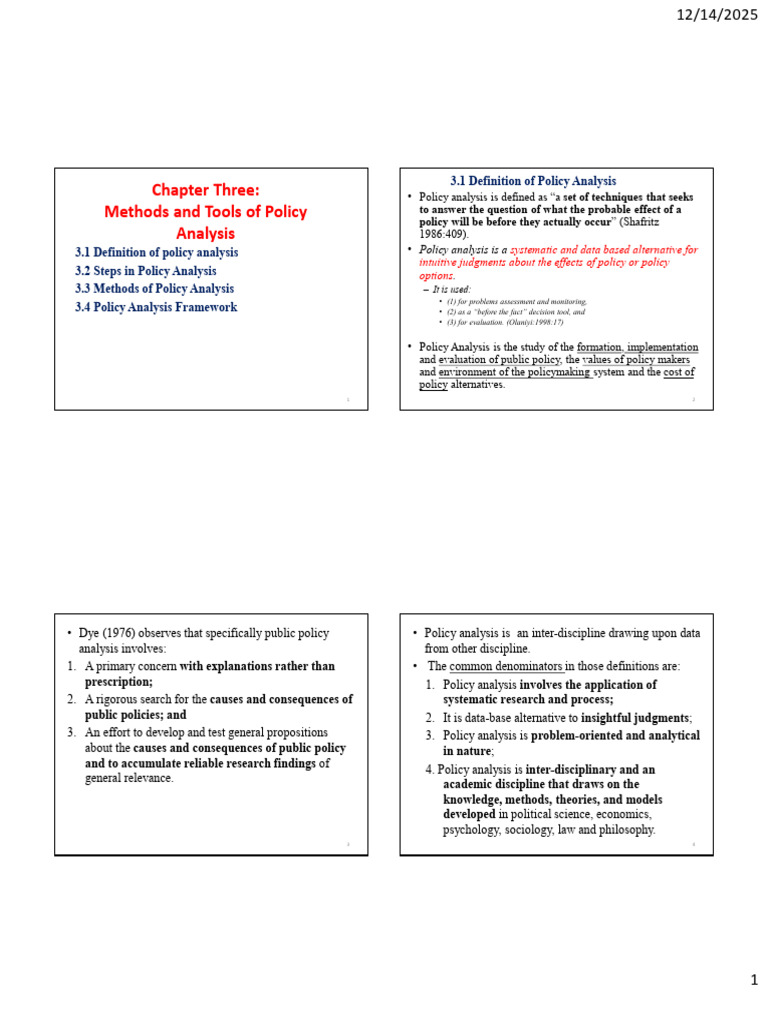 Chapter 3 - Methods and Tools of Policy Analysis | PDF | Policy ...