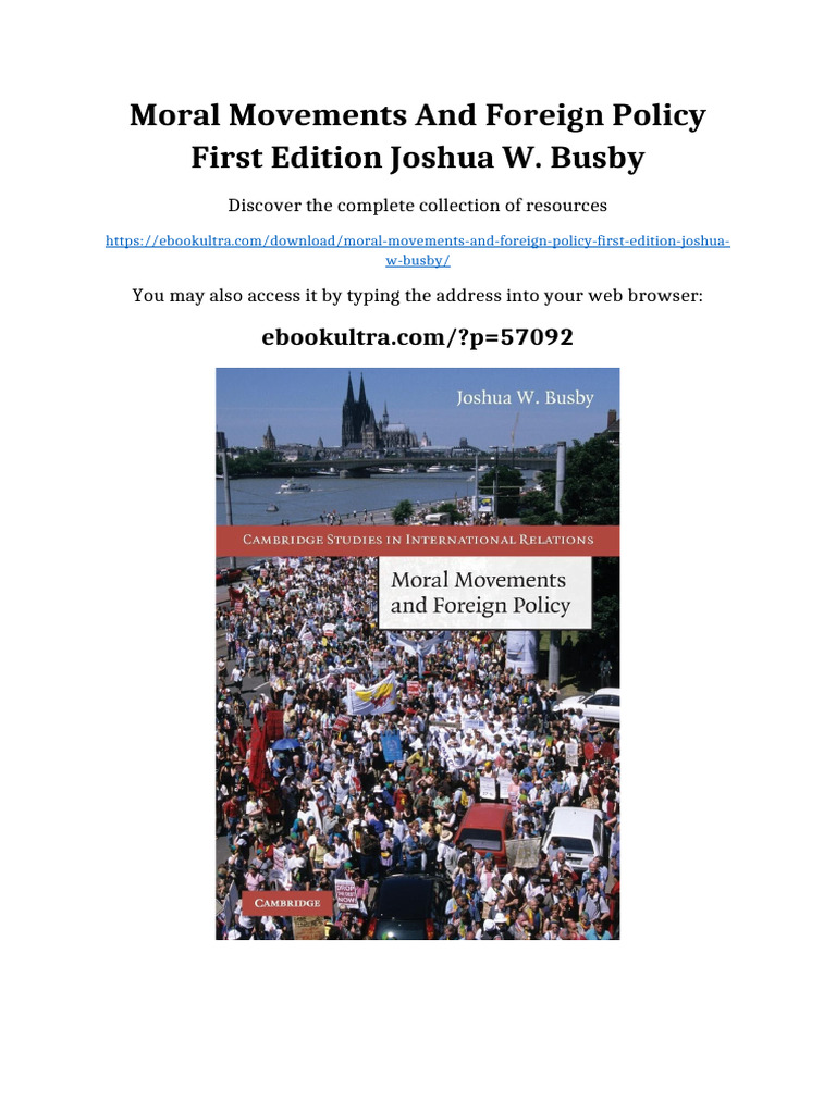 Moral Movements and Foreign Policy First Edition Joshua W. Busby sample ...