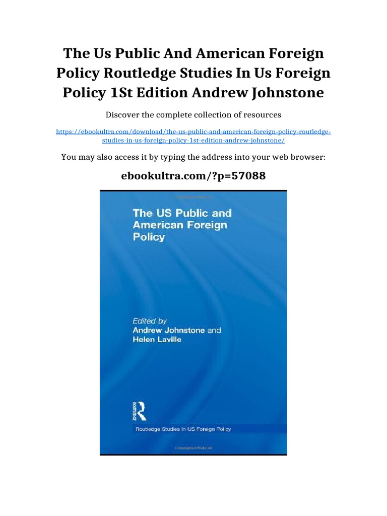 The US Public and American Foreign Policy Routledge Studies in US ...