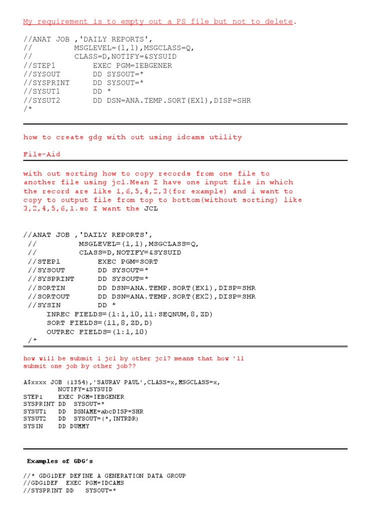 Some Jcl Programs Pdf Proprietary Software Computing