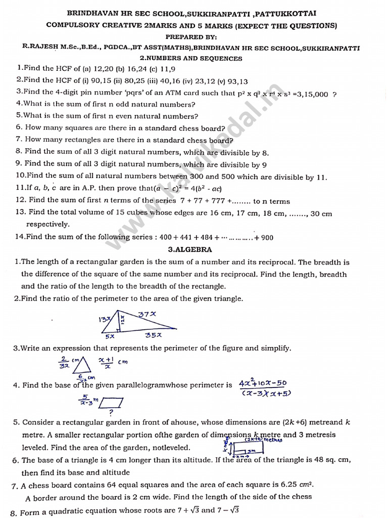10th Maths Creative Questions | PDF