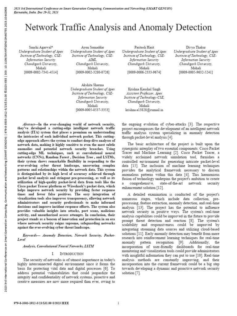 Network Traffic Analysis and Anomaly Detection | PDF | Machine Learning ...