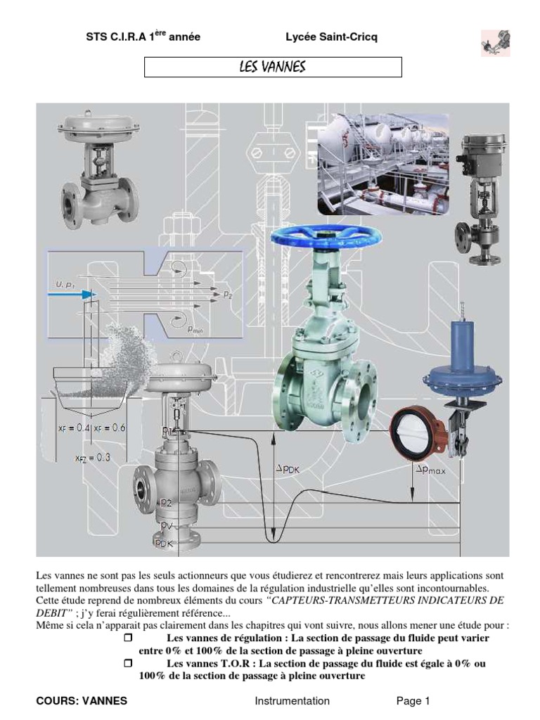 Cours Vannes | PDF | Soupape | Pression