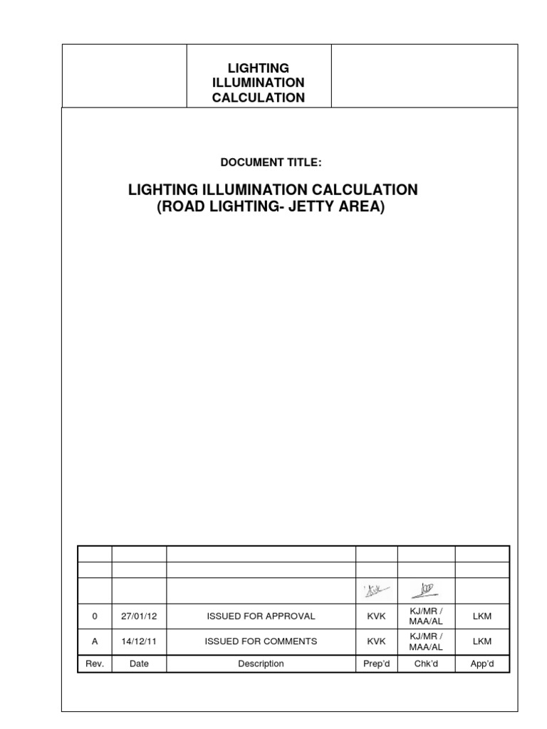 Road Lighting Design Calculation | PDF | Lighting | Electrodynamics