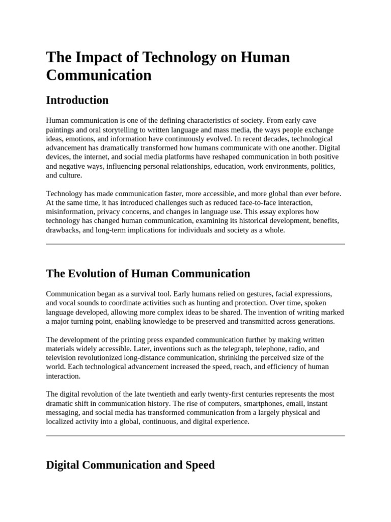 Impact of Technology On Communication | PDF | Communication | Social Media