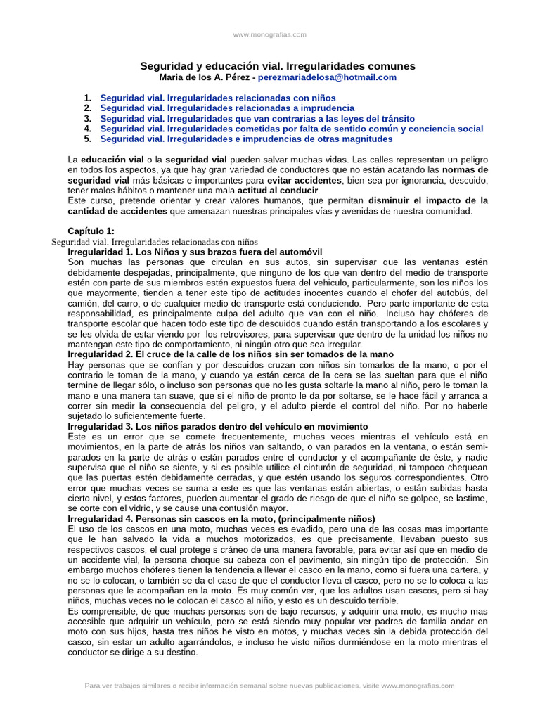 Seguridad Educacion Vial Irregularidades Comunes | PDF | Carretera ...