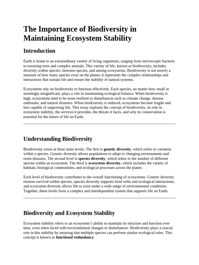 Importance of Biodiversity | PDF | Ecosystem | Biodiversity