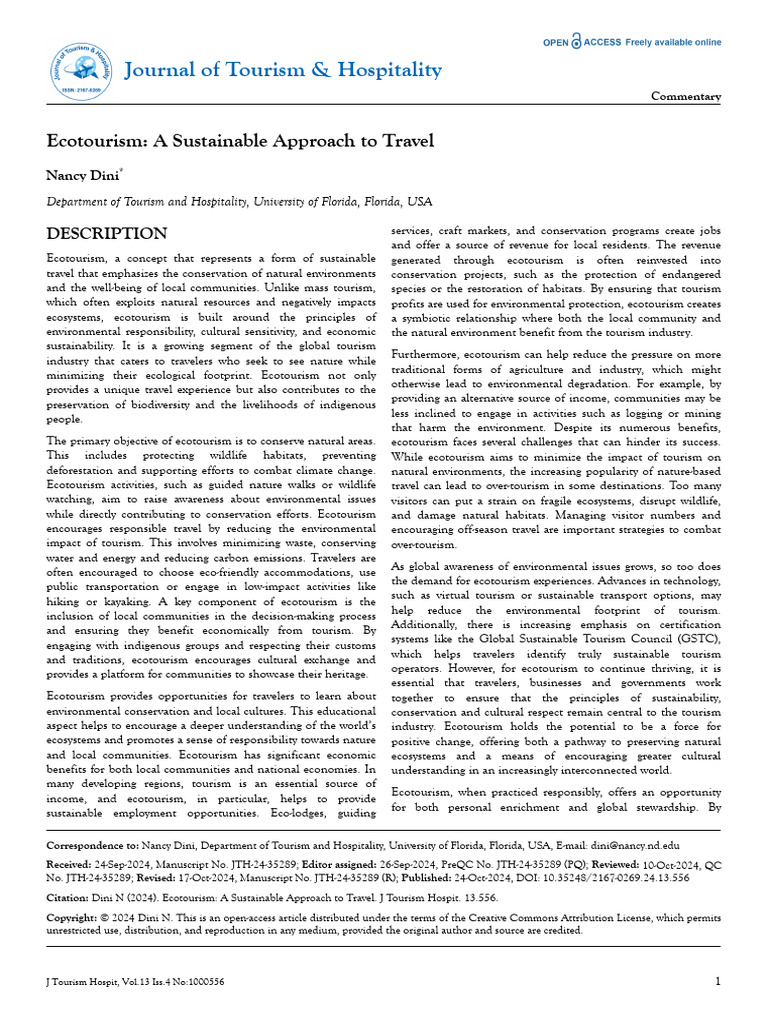 Ecotourism A Sustainable Approach To Travel | PDF | Sustainability ...