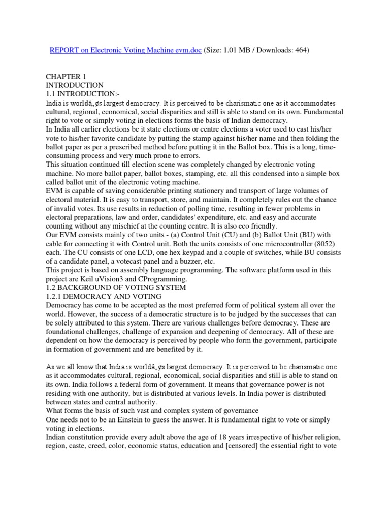 REPORT On Electronic Voting Machine Evm | PDF | Bipolar Junction ...
