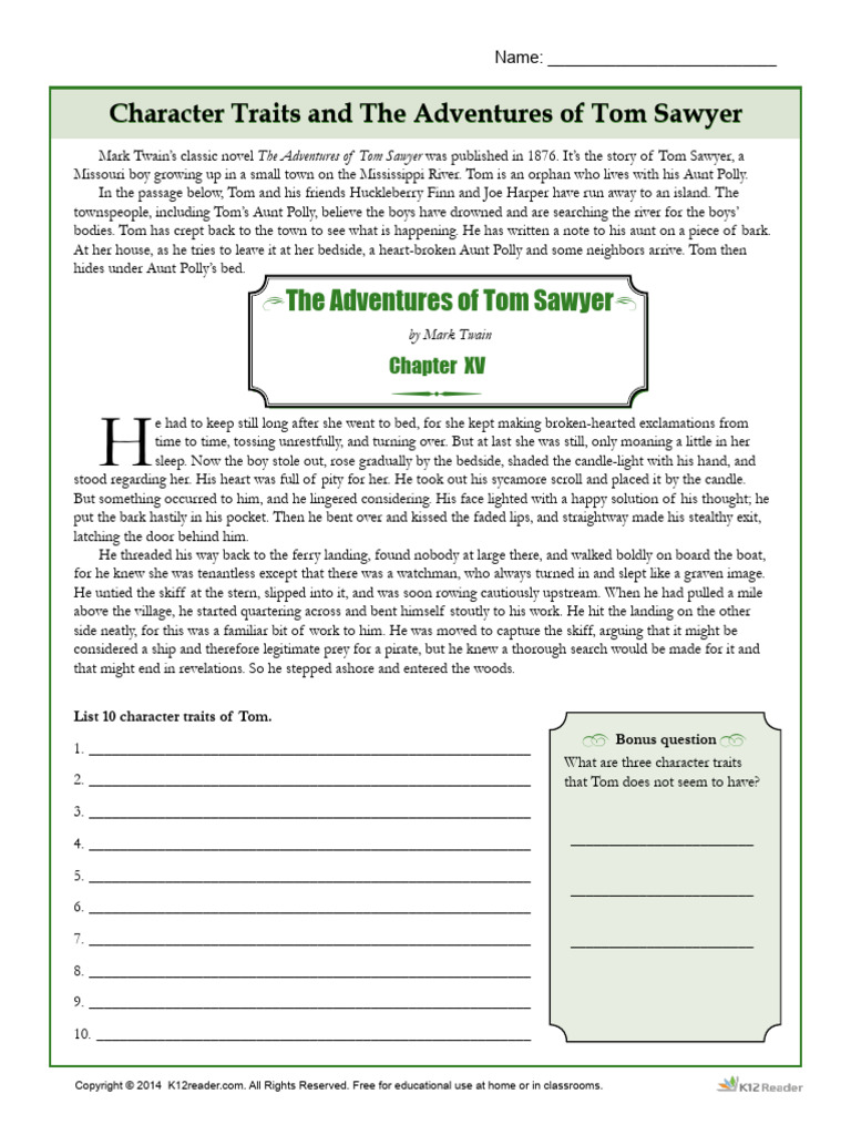 Adventure Tom Sawyer | PDF | The Adventures Of Tom Sawyer | Huckleberry ...