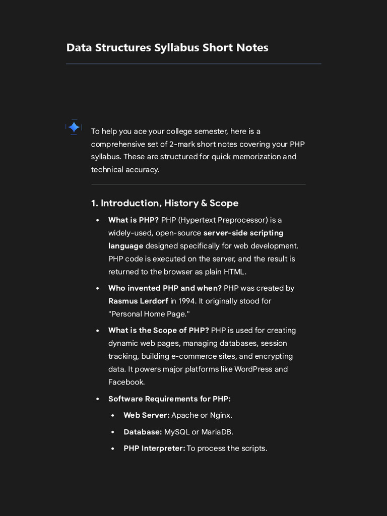 Data Structures Syllabus Short Notes | PDF | Php | Control Flow
