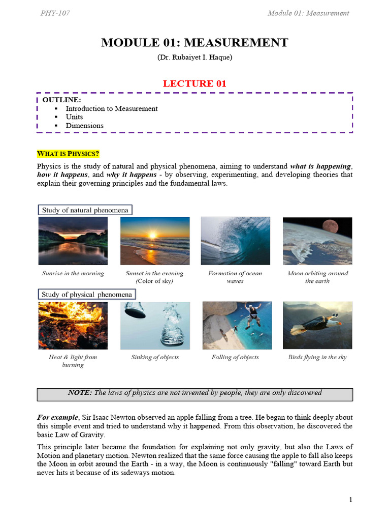 LECTURE 01 - Module 01 - Measurement | PDF | International System Of ...