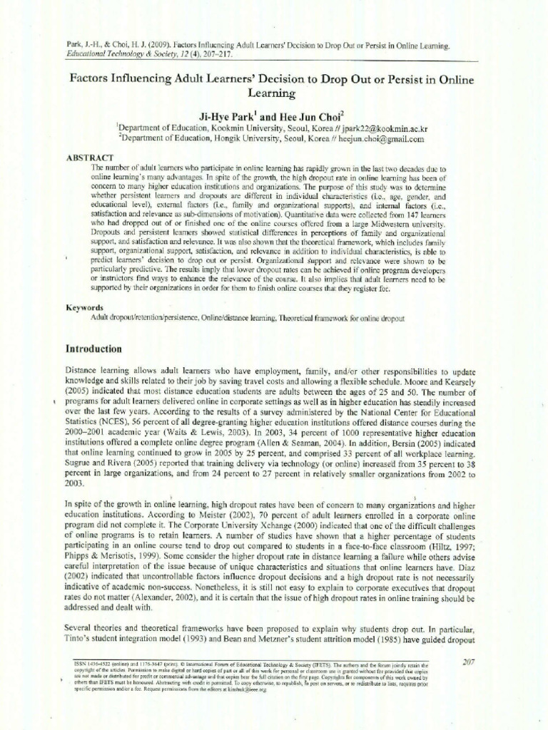 Factors Influencing Adult Learners Decision to Dr | PDF | Educational ...