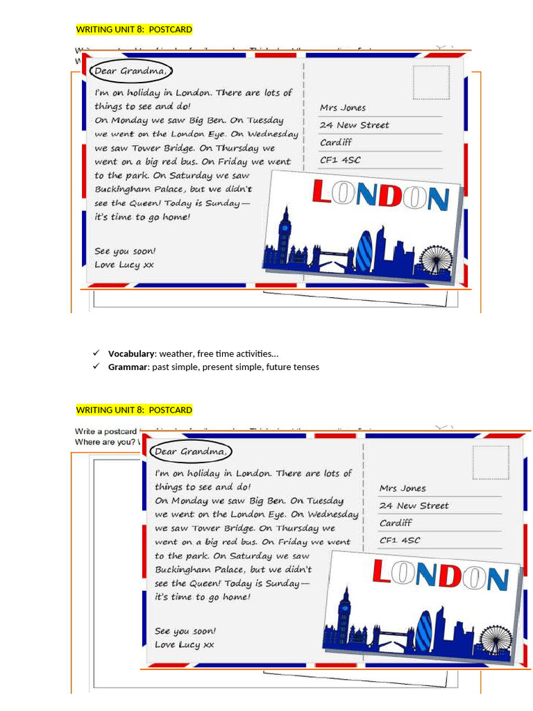Writing Postcard | PDF