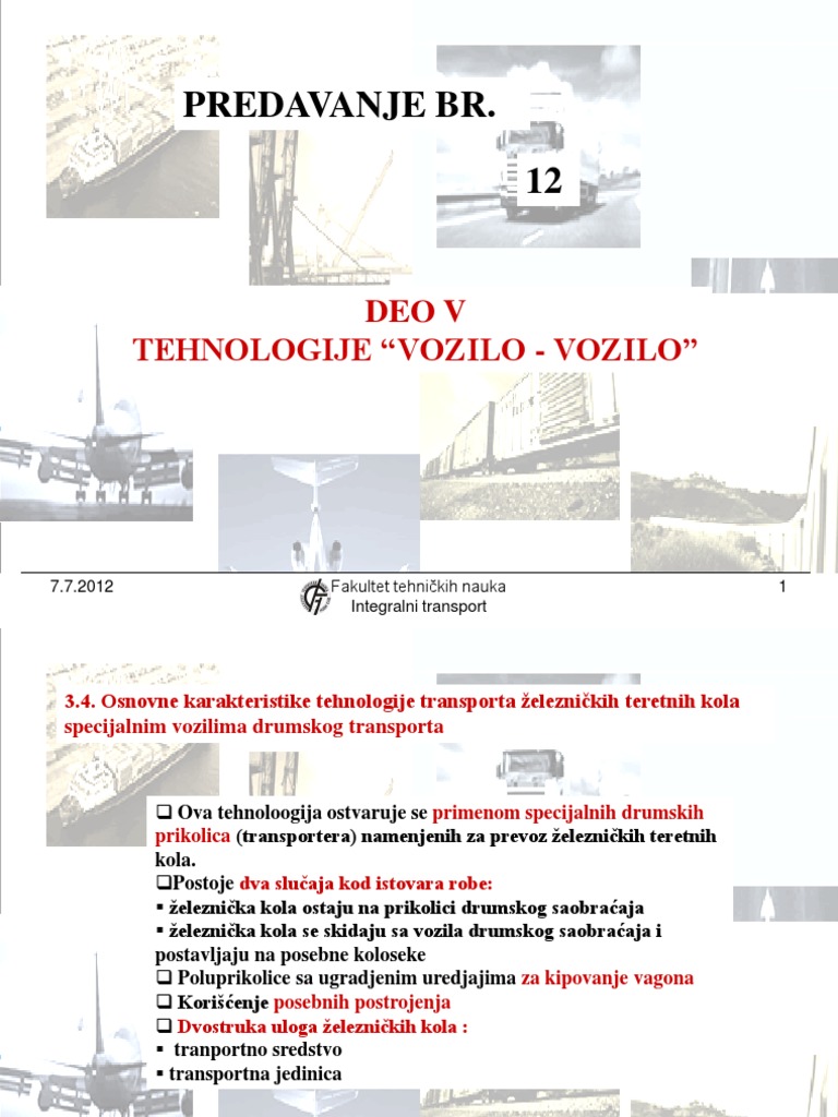 Predavanje Br. 12, II Deo Kombinovani Transport | PDF
