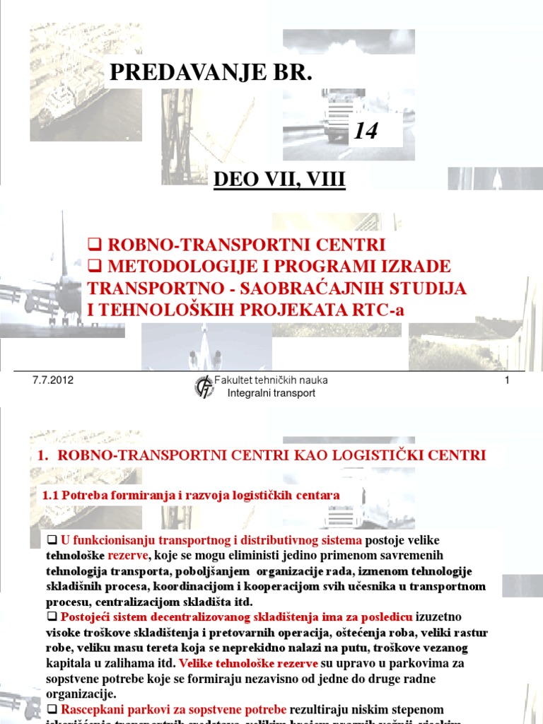 Predavanje Br. 14, II Deo Kombinovani Transport | PDF