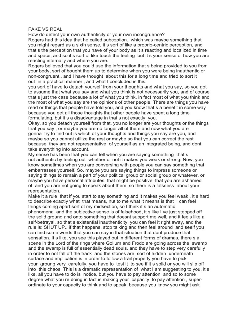 FAKE Vs REAL (Jordan Peterson) | PDF | Thought | Cognitive Science