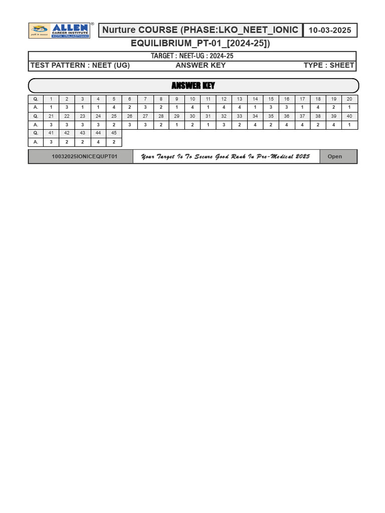Ionic Equilibrium Ans Key | PDF