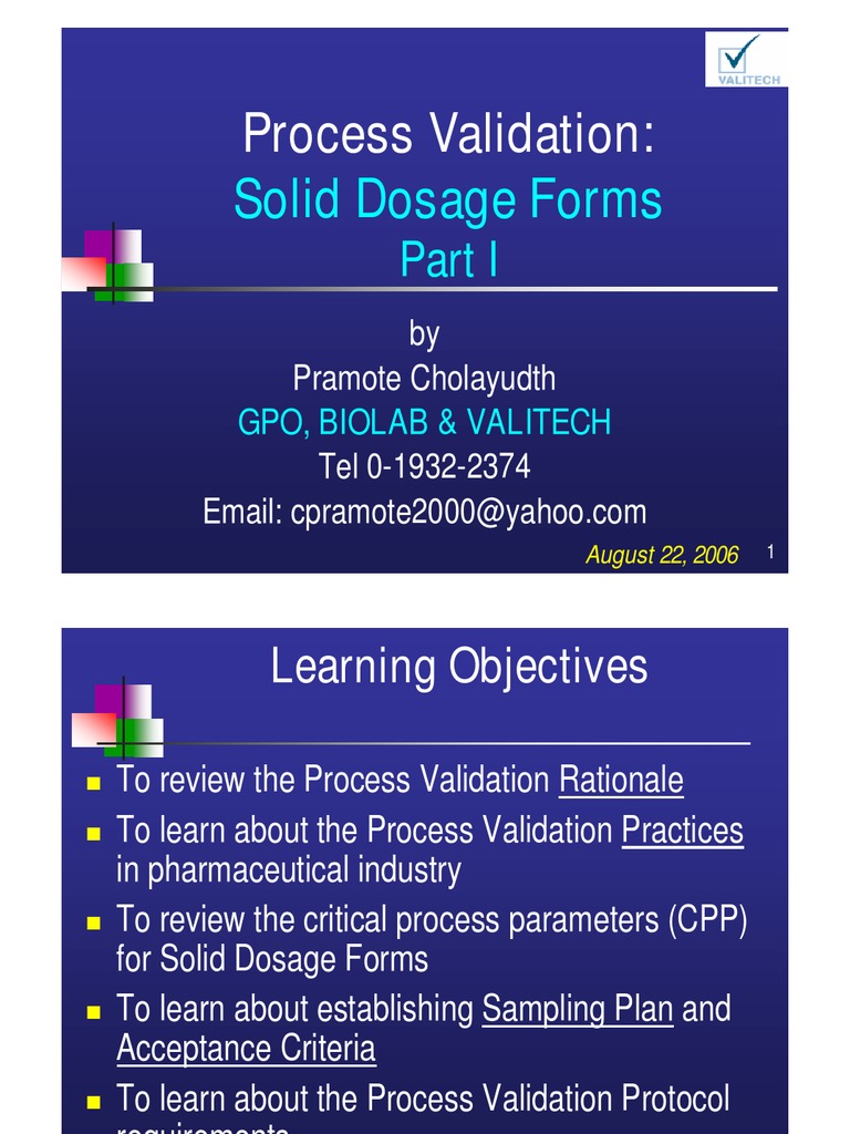 Process Validation of Solid Dosage Forms: A Comprehensive Protocol ...