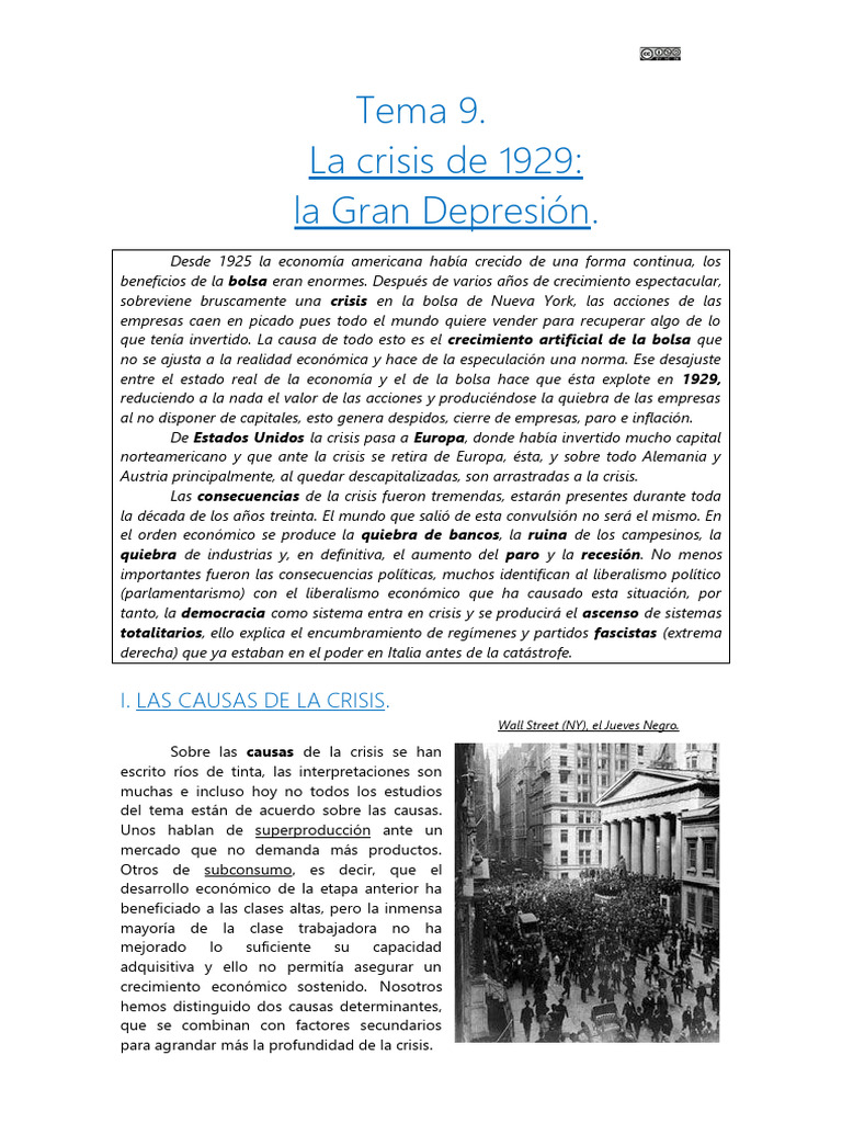 Tema 9. La Crisis de 1929 | PDF | Accidente de Wall Street de 1929 ...
