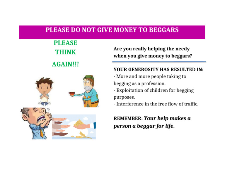 Do Not Give Money To Beggars Poster | PDF