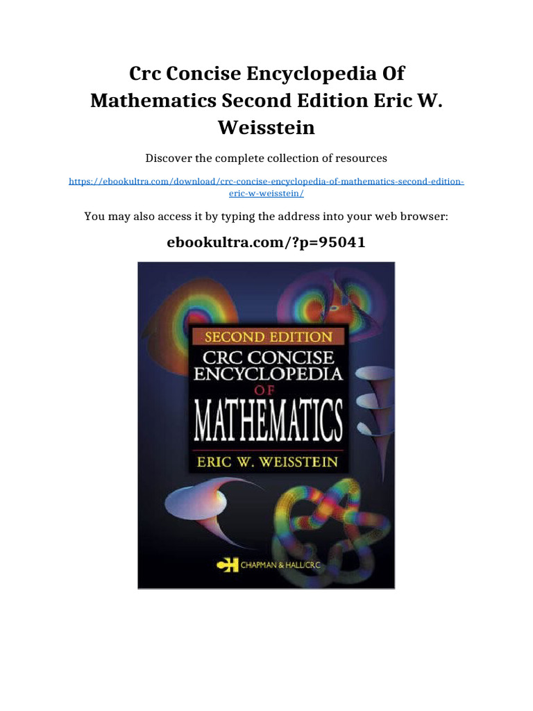 CRC Concise Encyclopedia of Mathematics Second Edition Eric W ...
