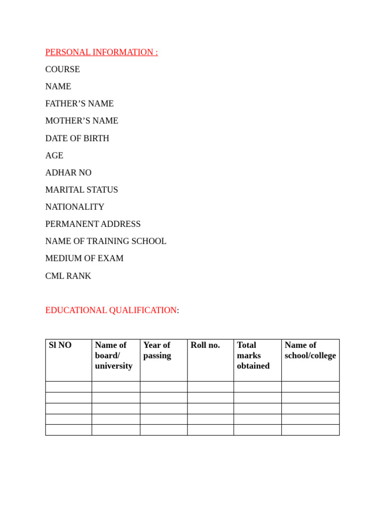 Students Form | PDF