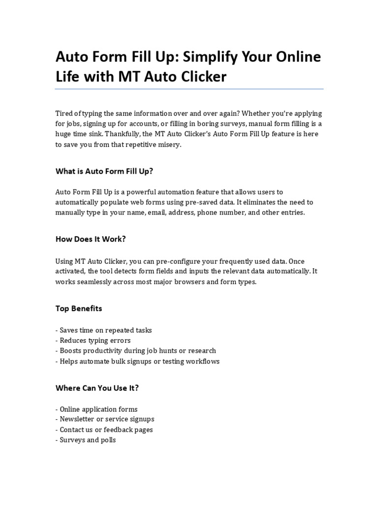 Auto Form Fill Up MT Auto Clickerr | PDF | Automation | Computer ...