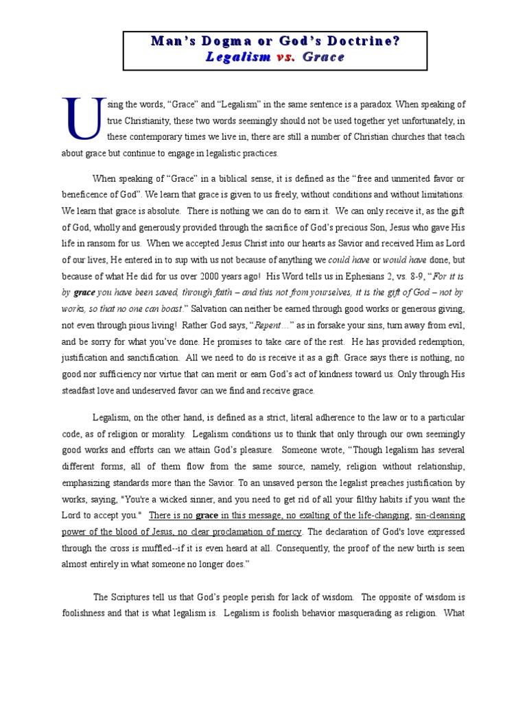 Dogma or Doctrine | Grace In Christianity | Good Works