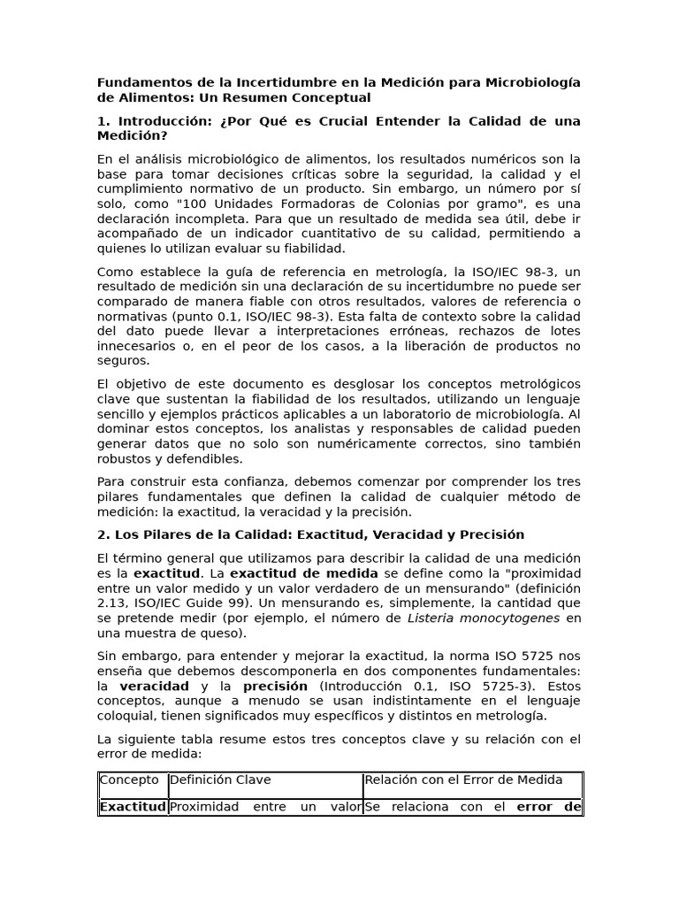 Fundamentos de La Incertidumbre en La Medición para Microbiología de ...