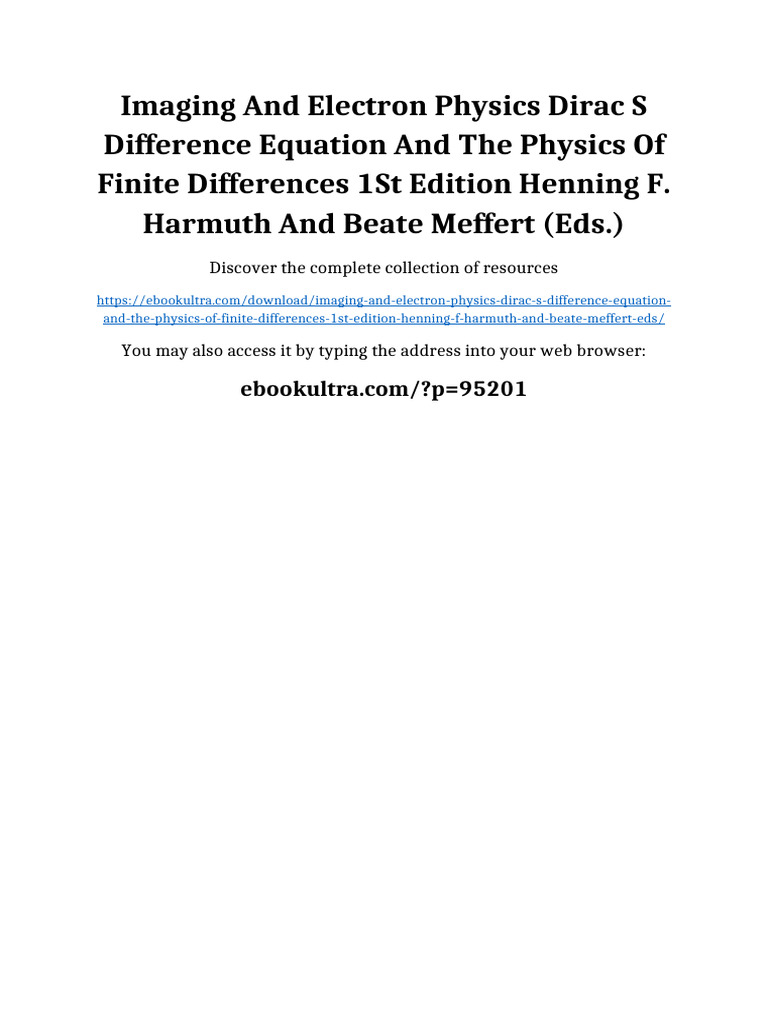Imaging and Electron Physics Dirac s Difference Equation and the ...
