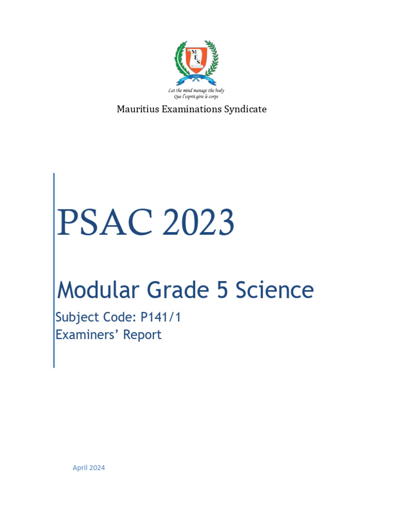PSAC Examiners Report 2023 Science G5 Mod | PDF | Flowers | Ethanol