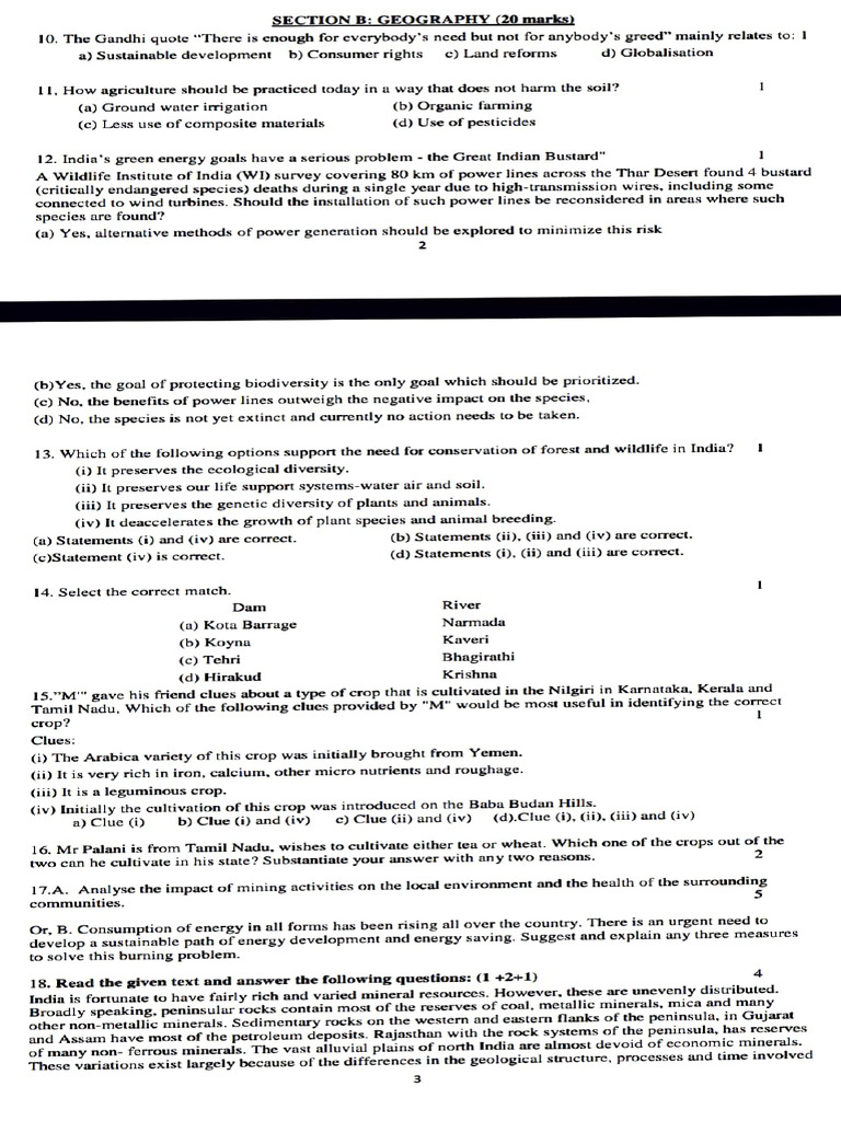 Geography Practice Set 3 | PDF | Biodiversity | Rock (Geology)
