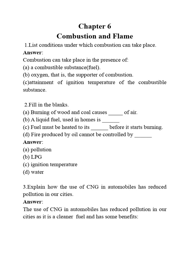 Bustion and Flame (Text Exercise) | PDF | Combustion | Fires