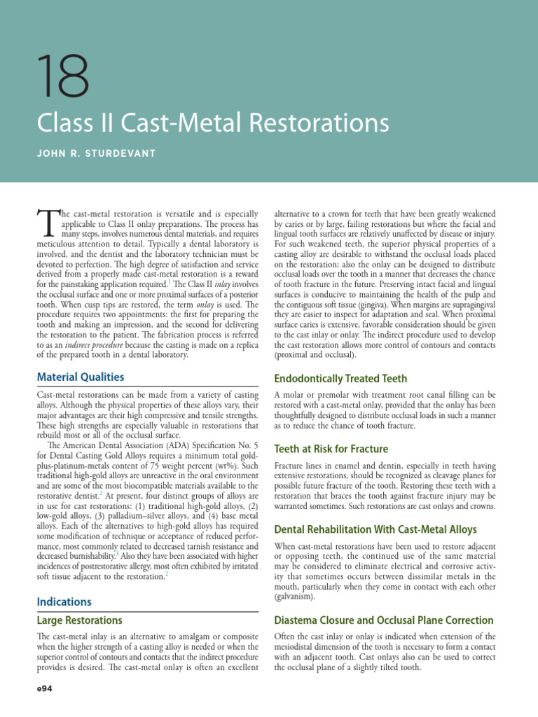 18 Class II Cast Metal Resto 2019 Sturdevant s Art and Science of ...